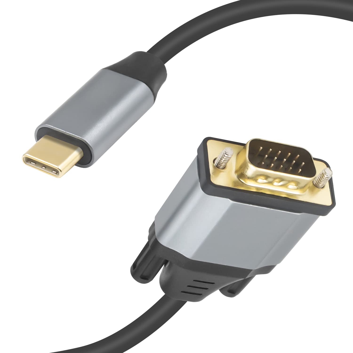 Duttek USB C to VGA Cable 6FT/1.8M, 4K USB C to VGA Adapter Compatible with Thunderbolt 3/4, Type-C Male to VGA Male Cable for MacBook Pro/Air, iMac, iPad Pro (6FT/1.8M)