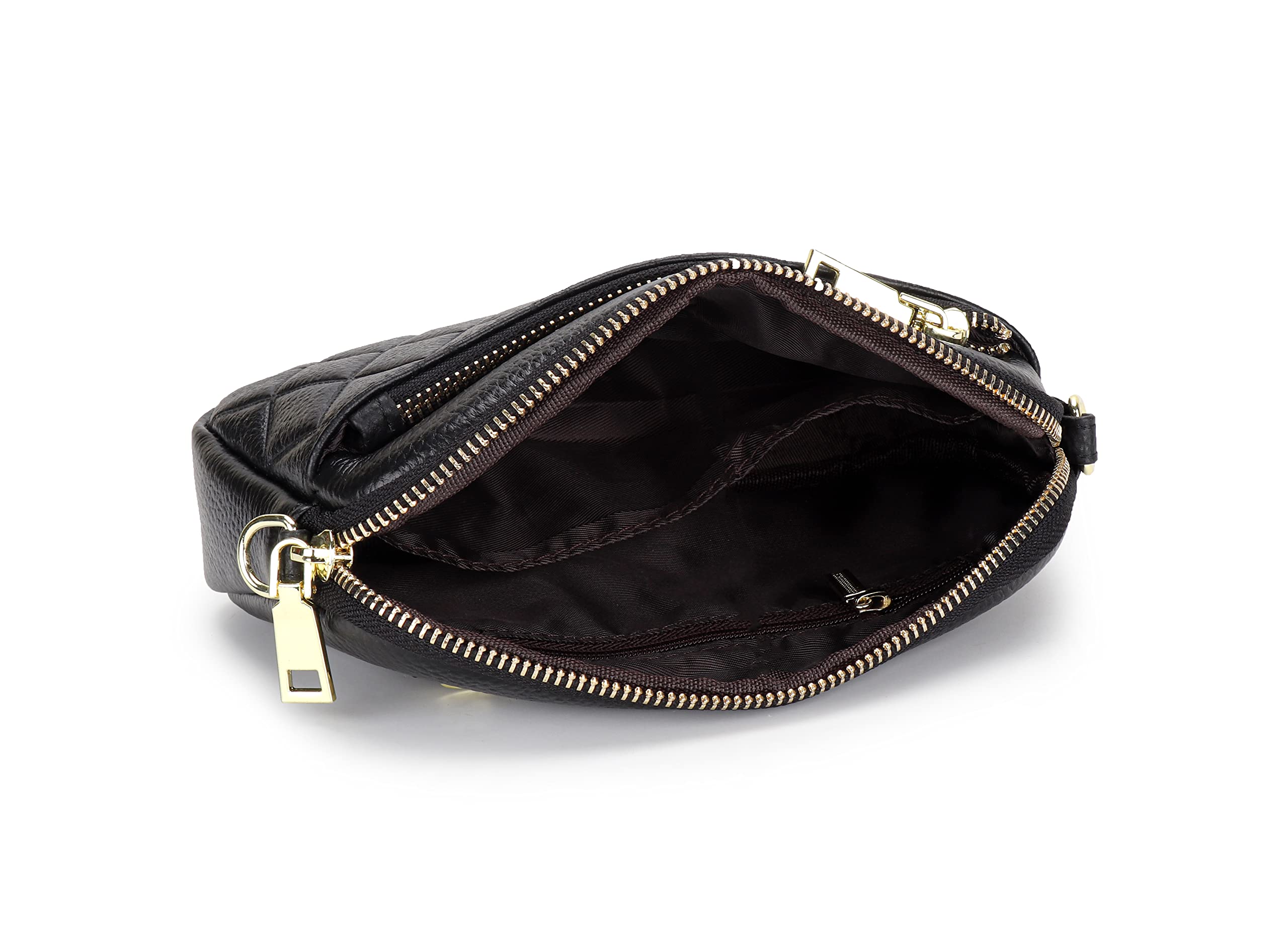 SINGBO Triple Zip Crossbody Handbag for Women Leather Crossbody Purse with Adjustable Shoulder Strap
