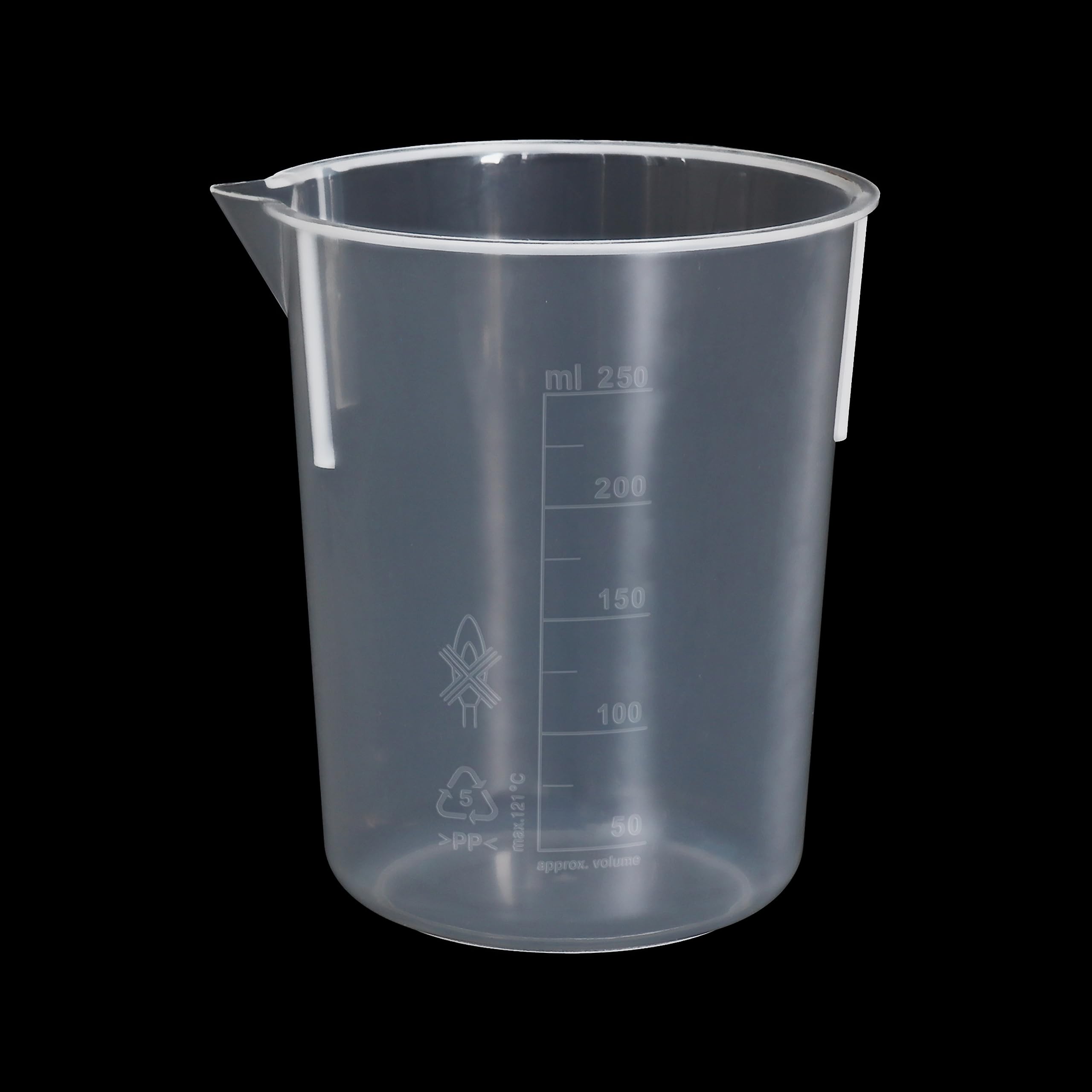 Labvida 6pcs of Stackable Plastic Beakers, Vol.250ml, PP Material, with Molded Graduation, LVB002