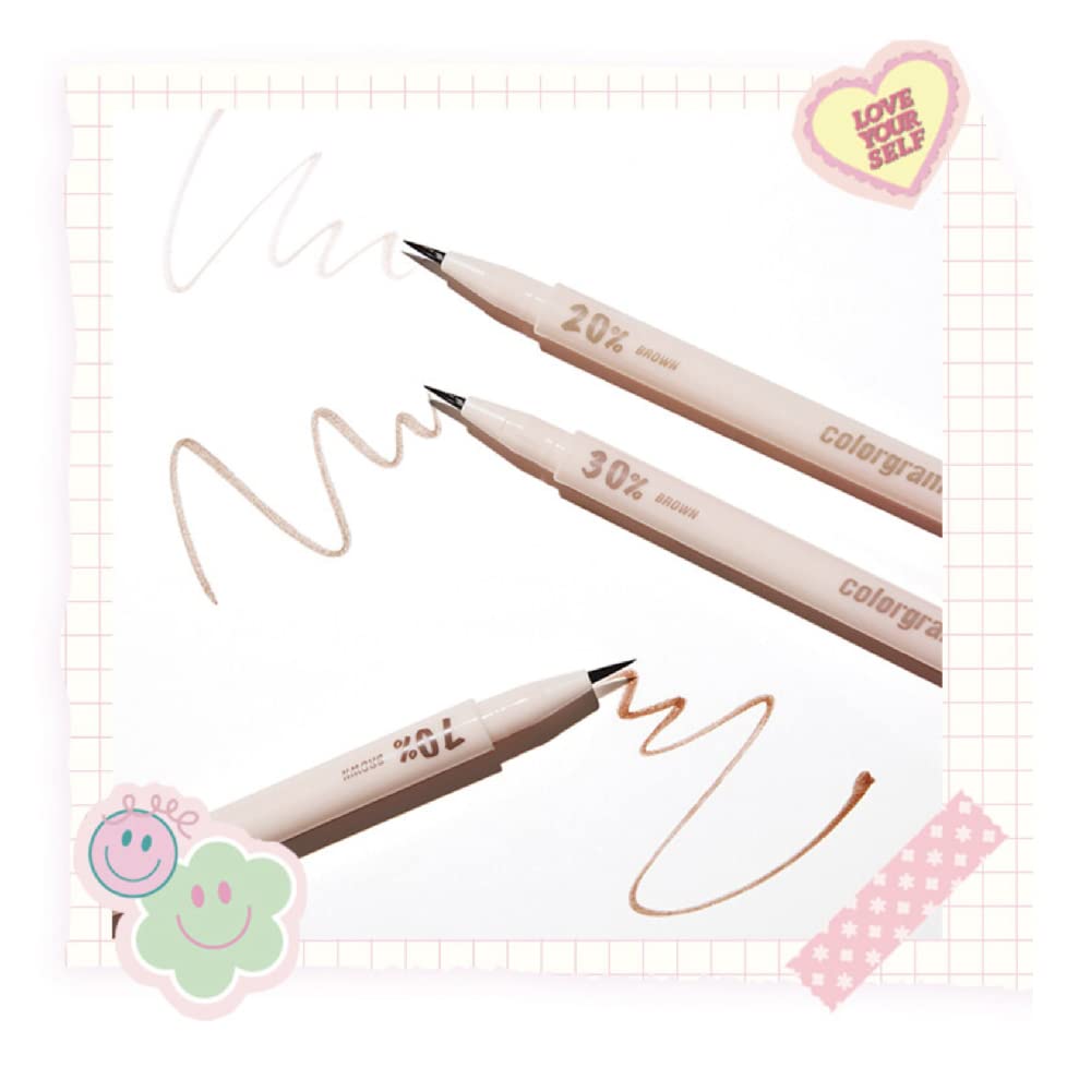 COLORGRAM Shade Re-Forming Brush Liner 30% Brown | Liquid Eyeliner, Long-Lasting Daily Makeup, Natural Eye Makeup, Smudgeproof, Winged Eyes, Cat Eye