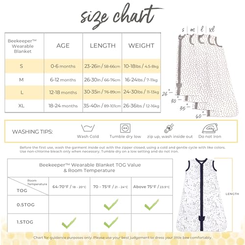 Burt's Bees Baby Baby Beekeeper Wearable Blanket, 100% Organic Cotton, Swaddle Transition Sleeping Bag, A Midnight Twinkle, Medium