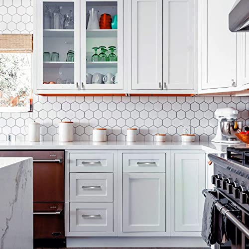 Cabinet Pulls Brushed Nickel, 25 Pack OYX Kitchen Cabinet Handles Modern Stainless Steel Kitchen Drawer Pulls, Kitchen Cabinet Hardware 3 3/4in Hole Centers