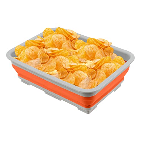 Collapsible Ice Bucket - 10-Liter Portable Outdoor Multi-Use Basin, Dish Tub, and Storage Basket for Camping and Tailgating by Wakeman (Orange)