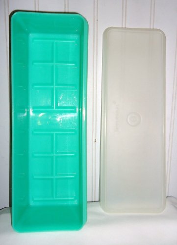 Tupperware Vintage Jadite Green Produce Thin-stor Celery Storage with Frosted Seal #892 Vegetable Crisper Keeper