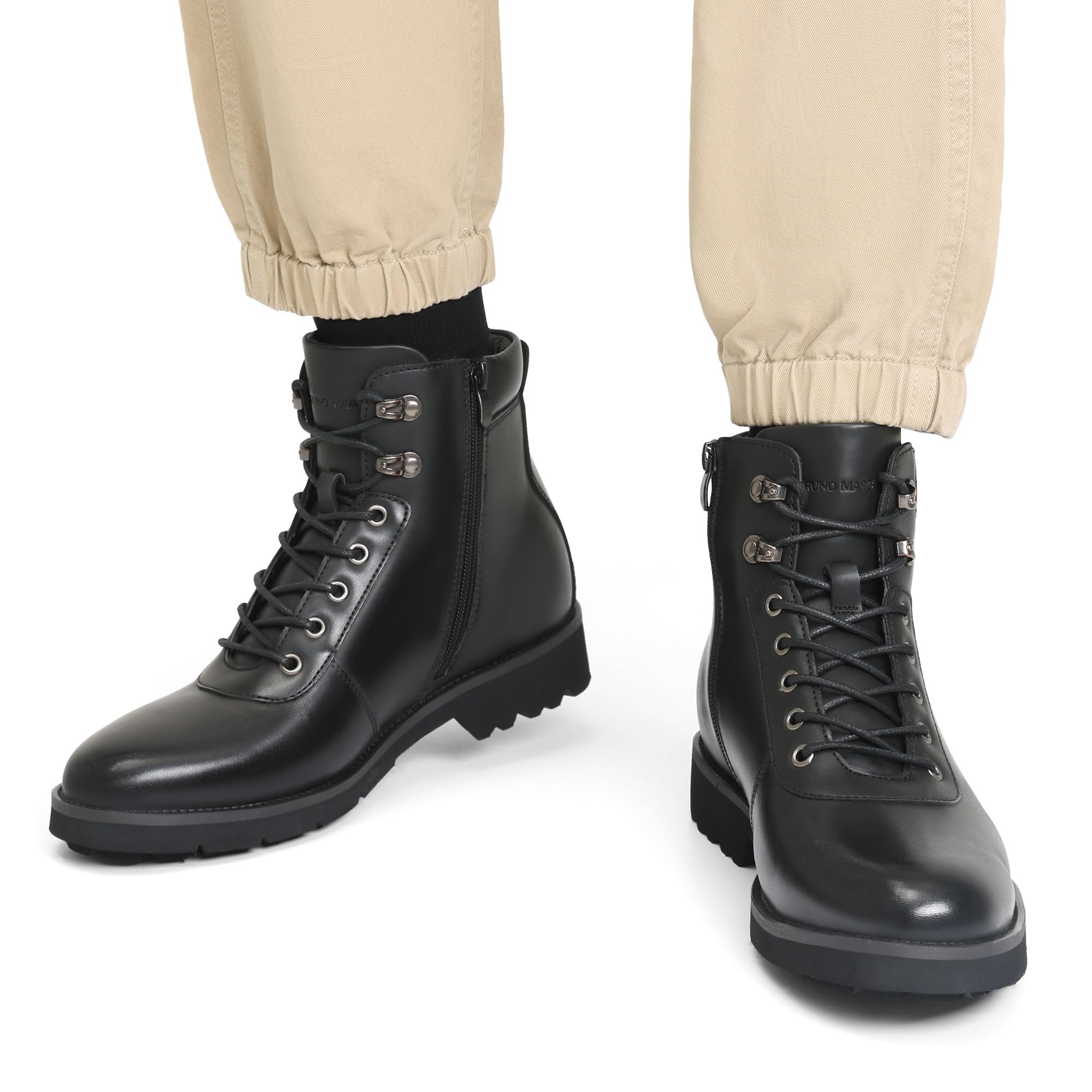 Bruno Marc Men's Motorcycle Boots Oxford Dress Boot Black