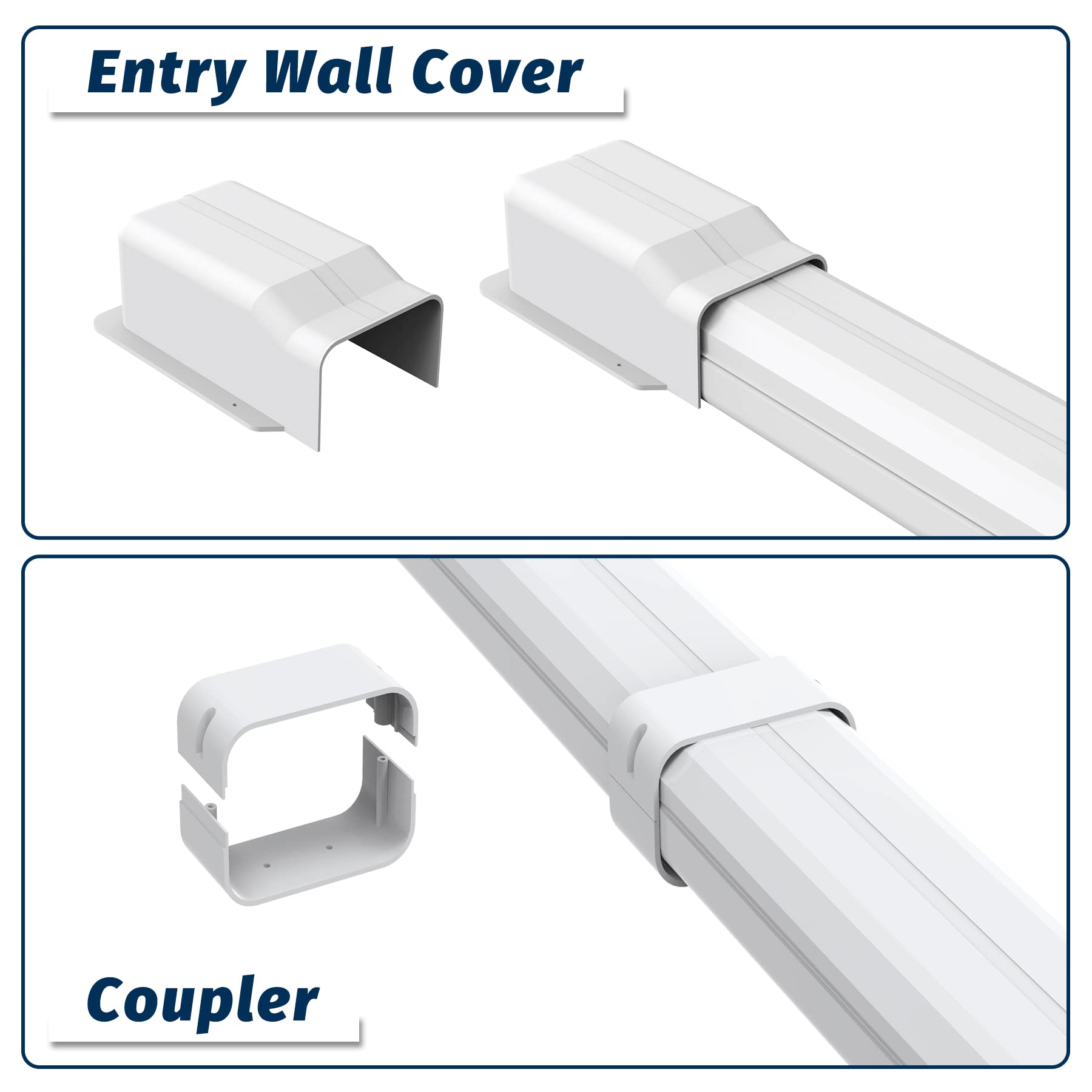 Pearwow 4" W 16.5Ft L Mini Split Line Set Cover Kit, Decorative Tubing Cover for Ductless Mini Split AC,Heat Pumps Systems,Air Conditioner Accesories