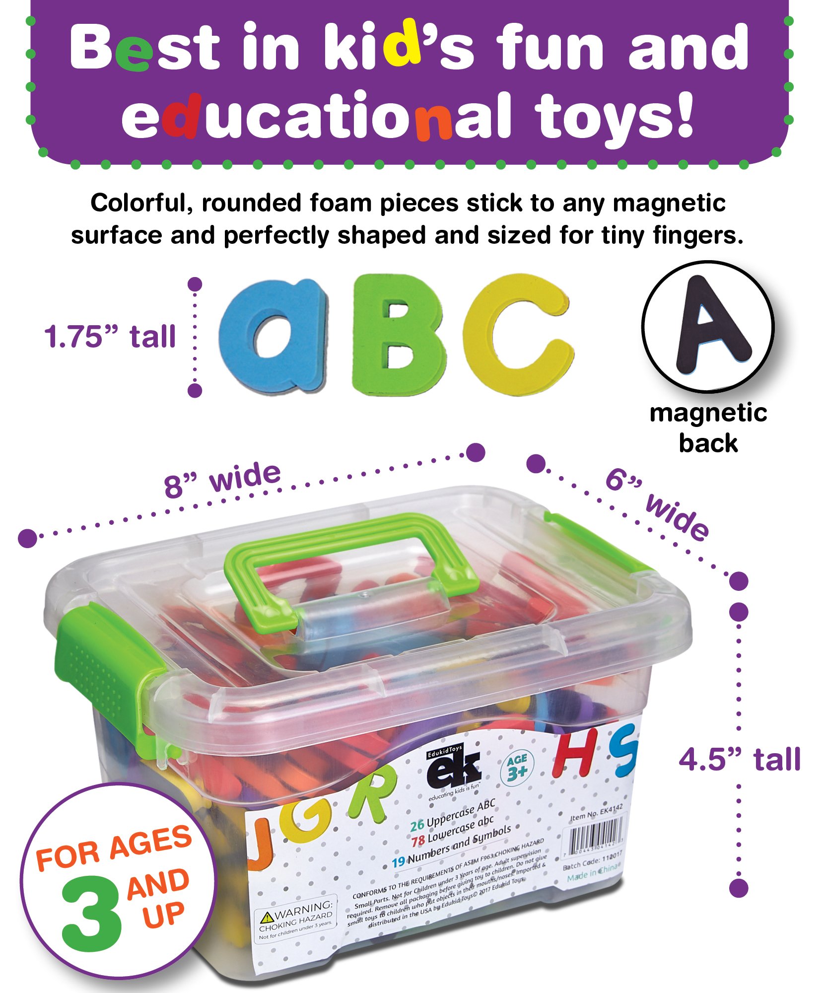 Magnetic Foam Letters and Numbers Premium Quality ABC, 123 Foam Alphabet Magnets | Educational Toy for Preschool Learning, Spelling, Counting in Canister