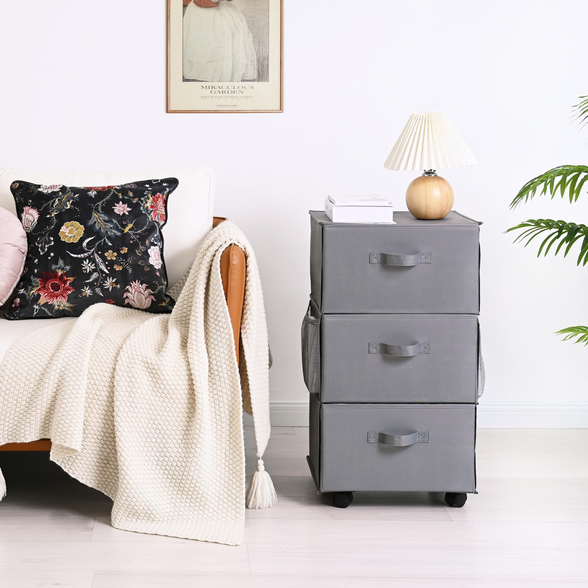 GRANNY SAYS 3 Drawer Storage Organizer, 3 Drawer Dresser, Storage Drawer for Bedroom, Closet Storage Drawers, Foldable Storage Cabinet for Clothing, Gray