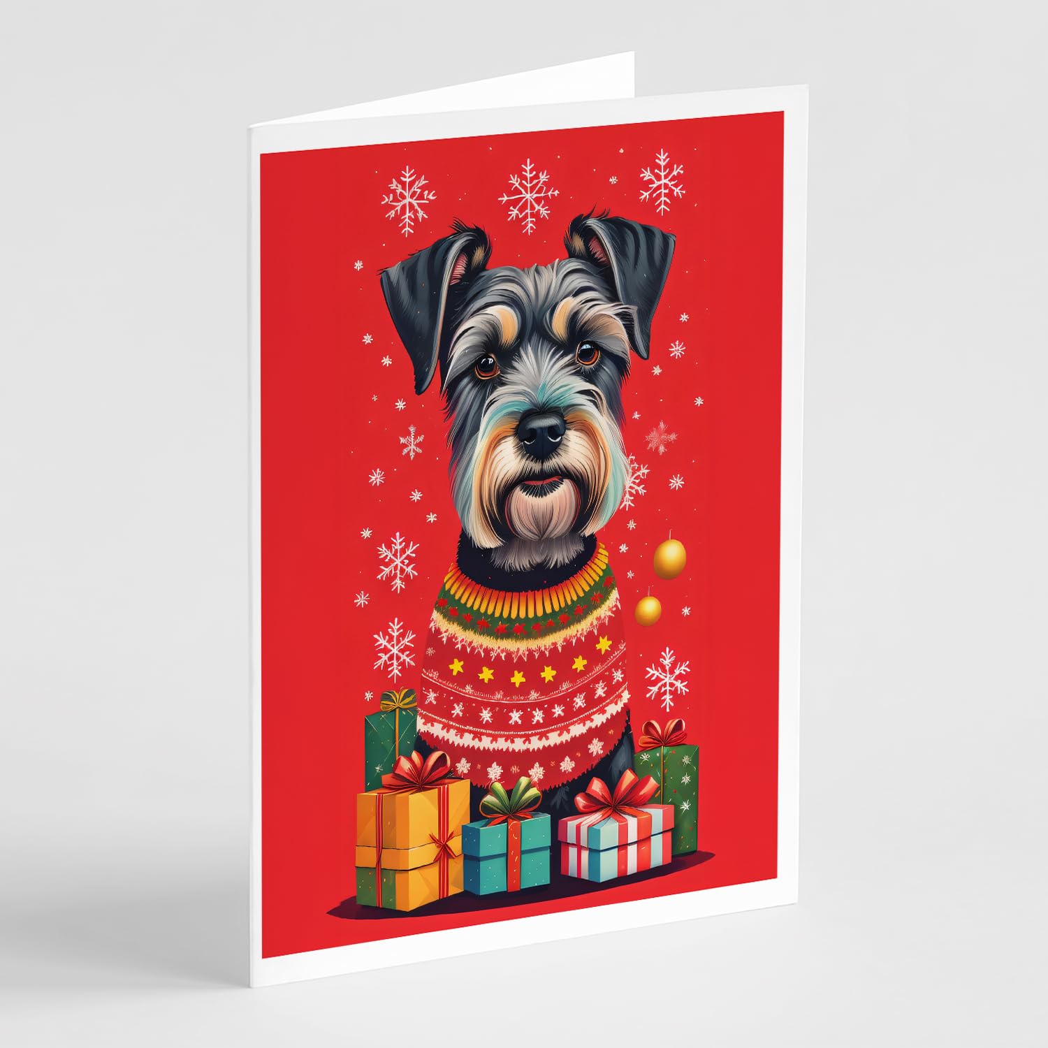 Caroline's Treasures DAC3155GCA7P Schnauzer Holiday Christmas Greeting Cards Pack of 8 Blank Cards with Envelopes Whimsical A7 Size 5x7 Blank Note Cards