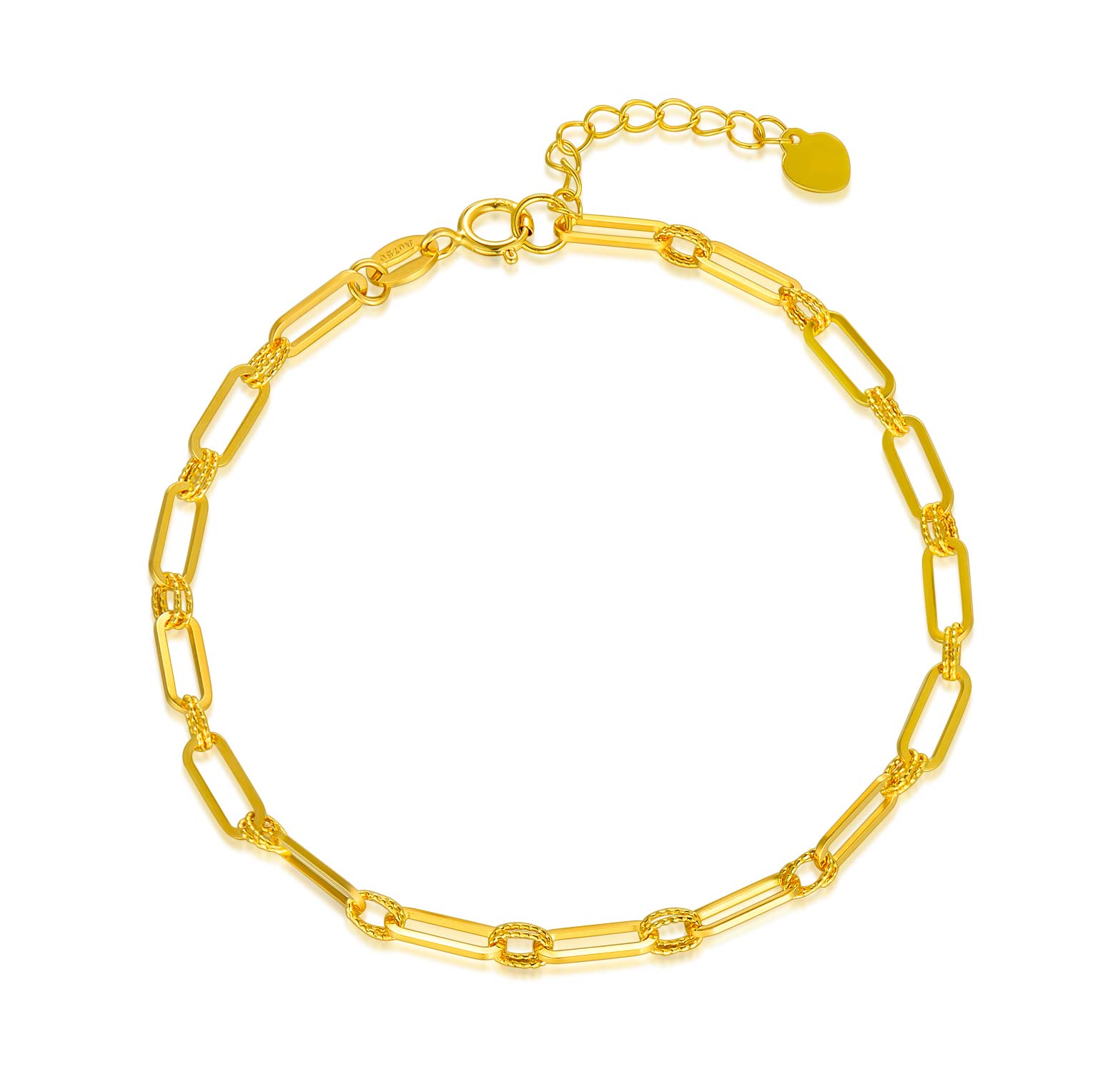 SISGEM Solid 18k Gold Paper Clip Link Chain Anklet for Women, Real 18 Carat Gold Ankle Bracelet Jewelry Gifts for Her, (3MM, 9-10.5 Inch)