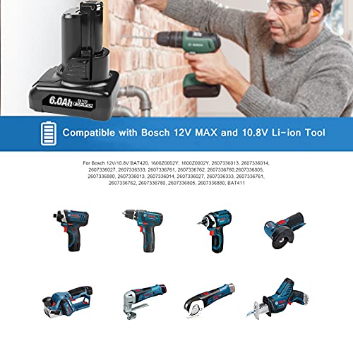 Bonadget 6.0Ah BAT420 BAT414 BAT412 Replacement Battery Compatible with Bosch 12-Volt Max Lithium-ion Cordless Power Tools