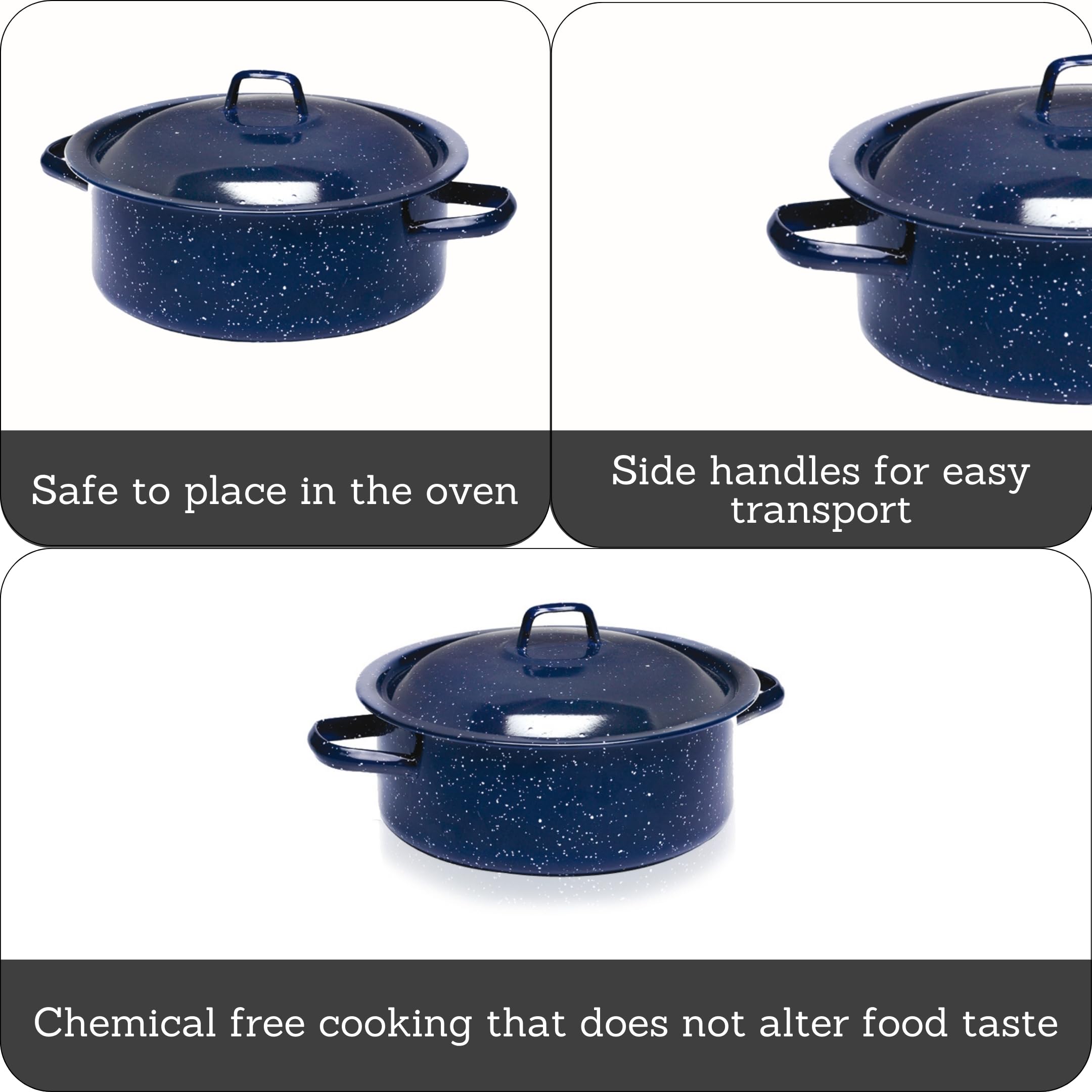 Iimusa Dutch Oven with Lid, 5 Quart, Blue