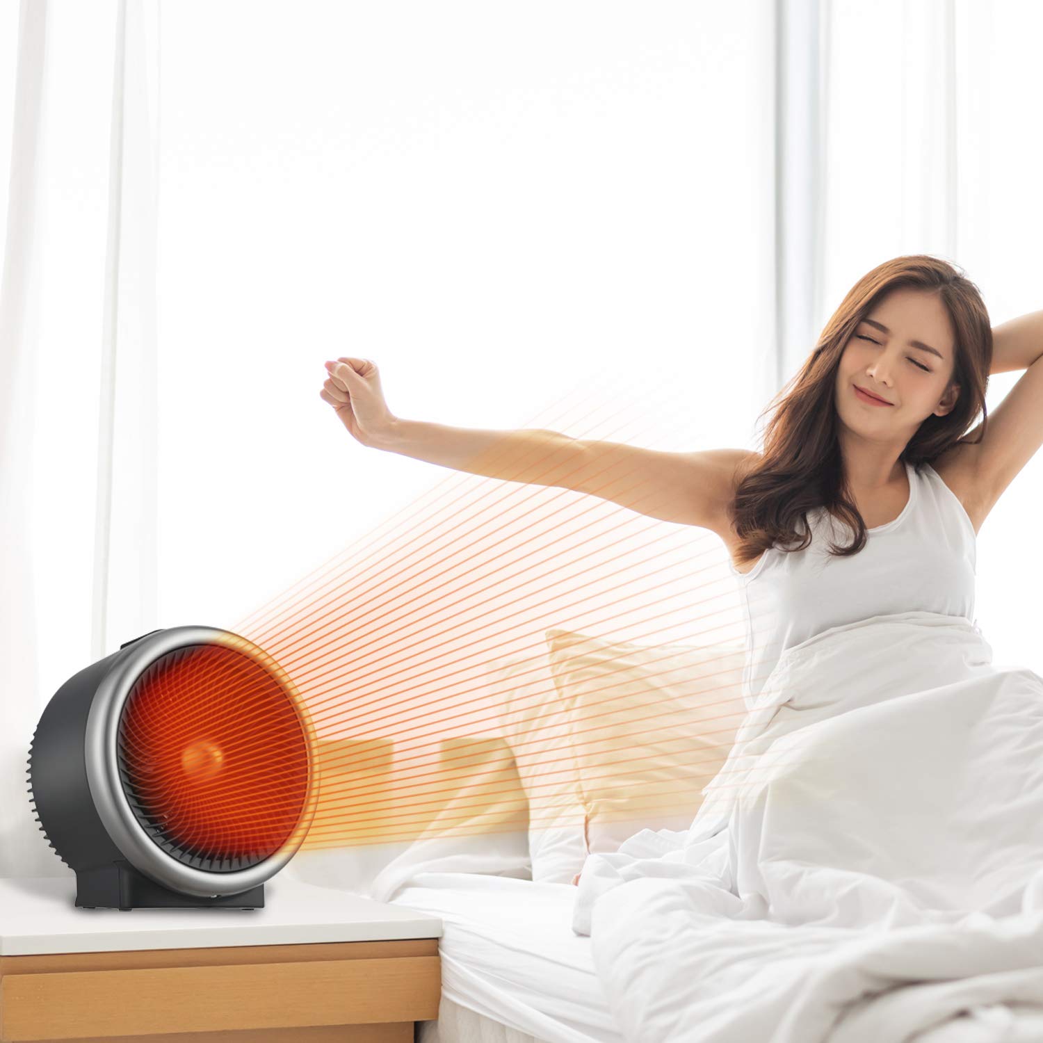 PELONIS Portable Heater with Air Circulation Fan with LED Display. Cooling & Heating Mode Space Heater for All Year Around Use, Tip Over & Overheat Protection,for Home, Office Personal Use, Black