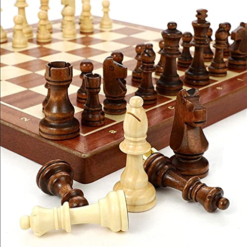 OJOINK Wooden Chess Set, Portable Chess Set for Adults, Folding Wooden Chess Board, for Kids and Adults