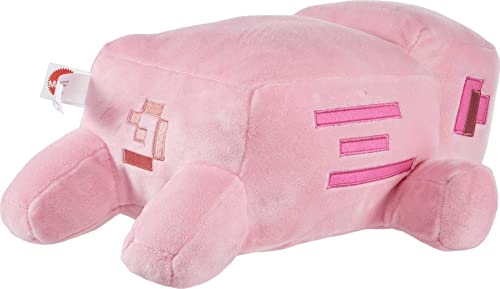 Mattel Minecraft Plush Pig 12-Inch Stuffed Animal Figure, Floppy Soft Doll Inspired by Video Game Character, Collectible Toy