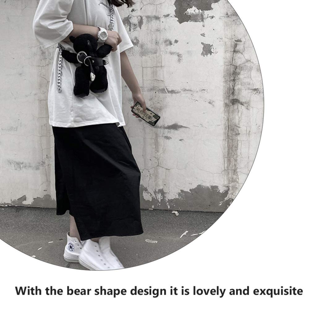 TENDYCOCO Crossbody Bag with Chain Stuffed Animal Purse Teddy Bear Purse Gothic Purse 13.3in