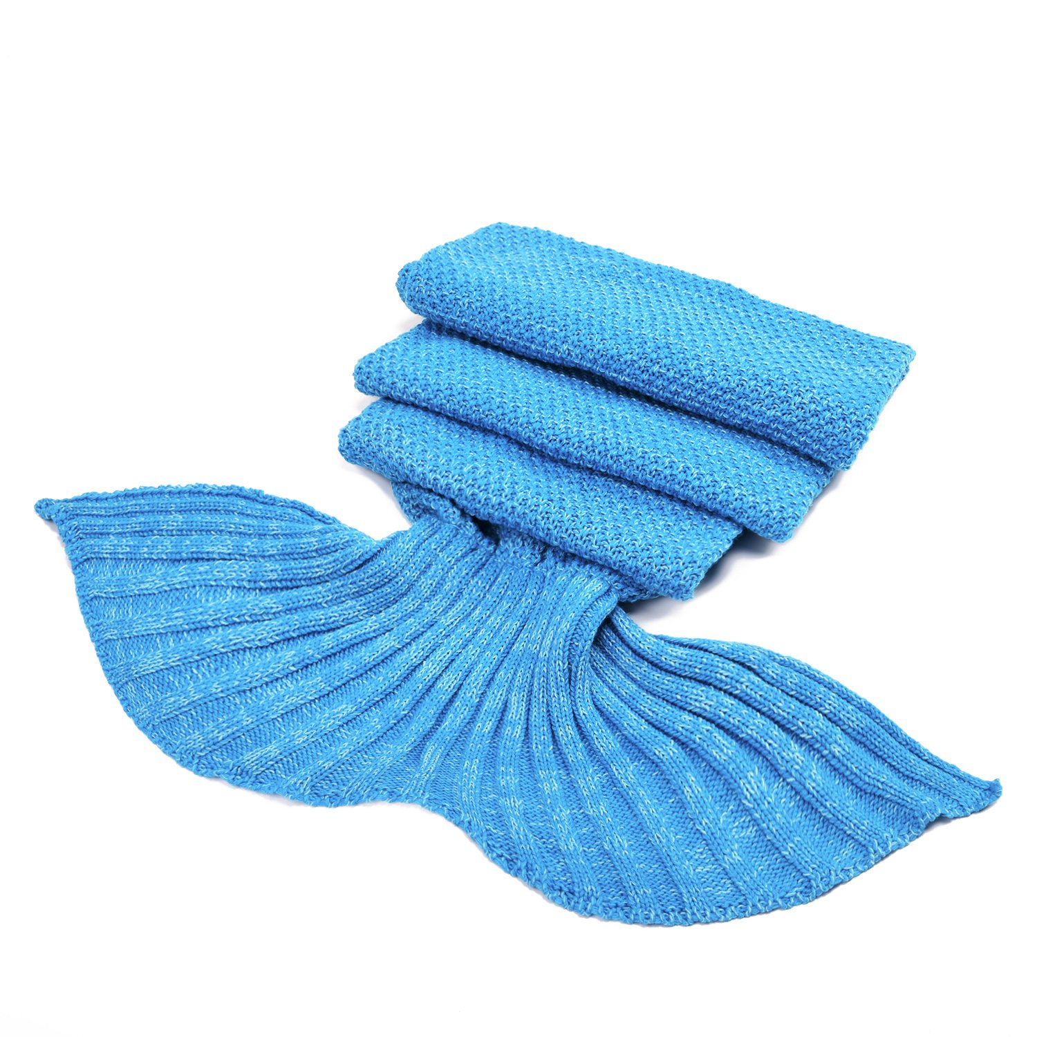 LAGHCAT Mermaid Tail Blanket Knit Crochet Mermaid Blanket for Adult, Oversized Sleeping Blanket, Wave Pattern. (Pink, 71"x35.5")