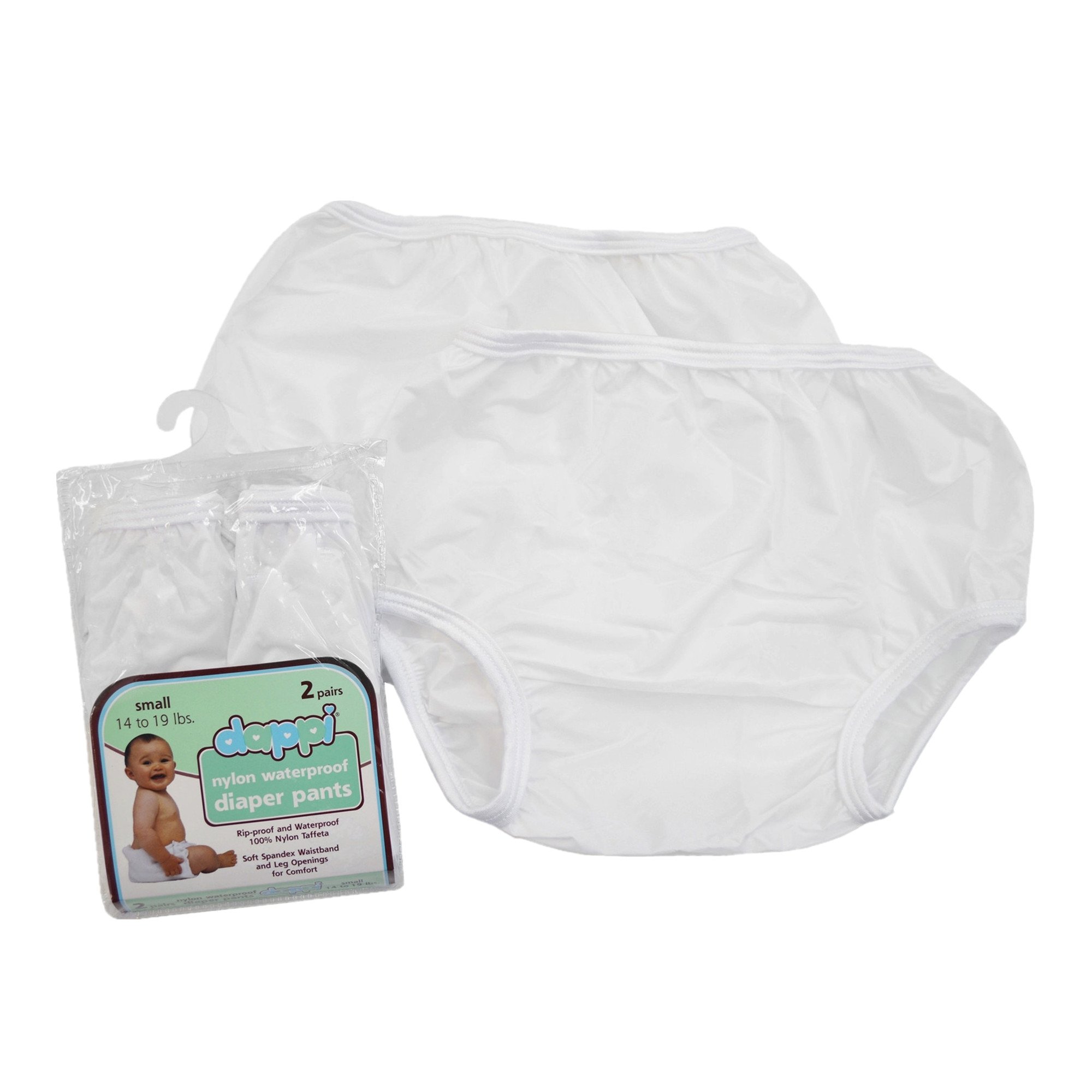 Dappi 12 Pairs Waterproof 100% Nylon Diaper Pants, White, Small