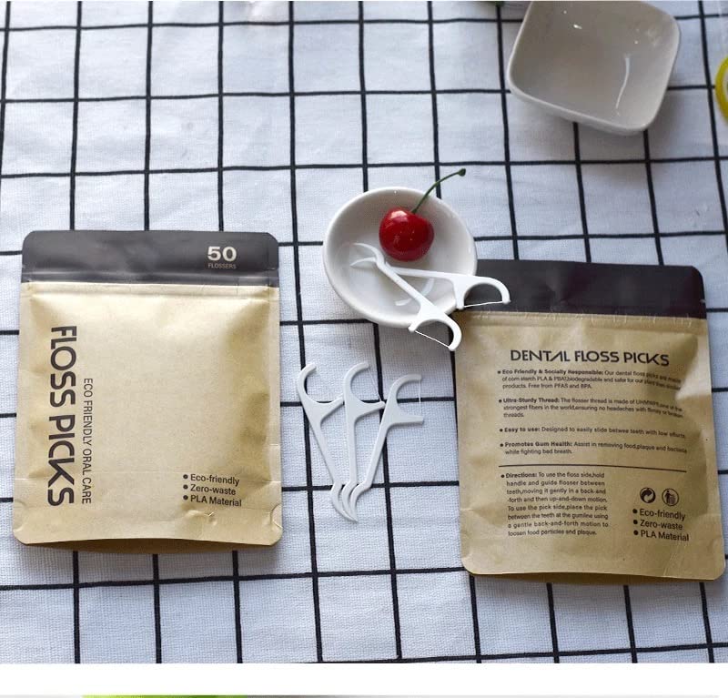 Eco-Friendly BPA Free Vegan Sustainable Natural Dental Flossers Dental Floss Picks Pack of 4 (200x)
