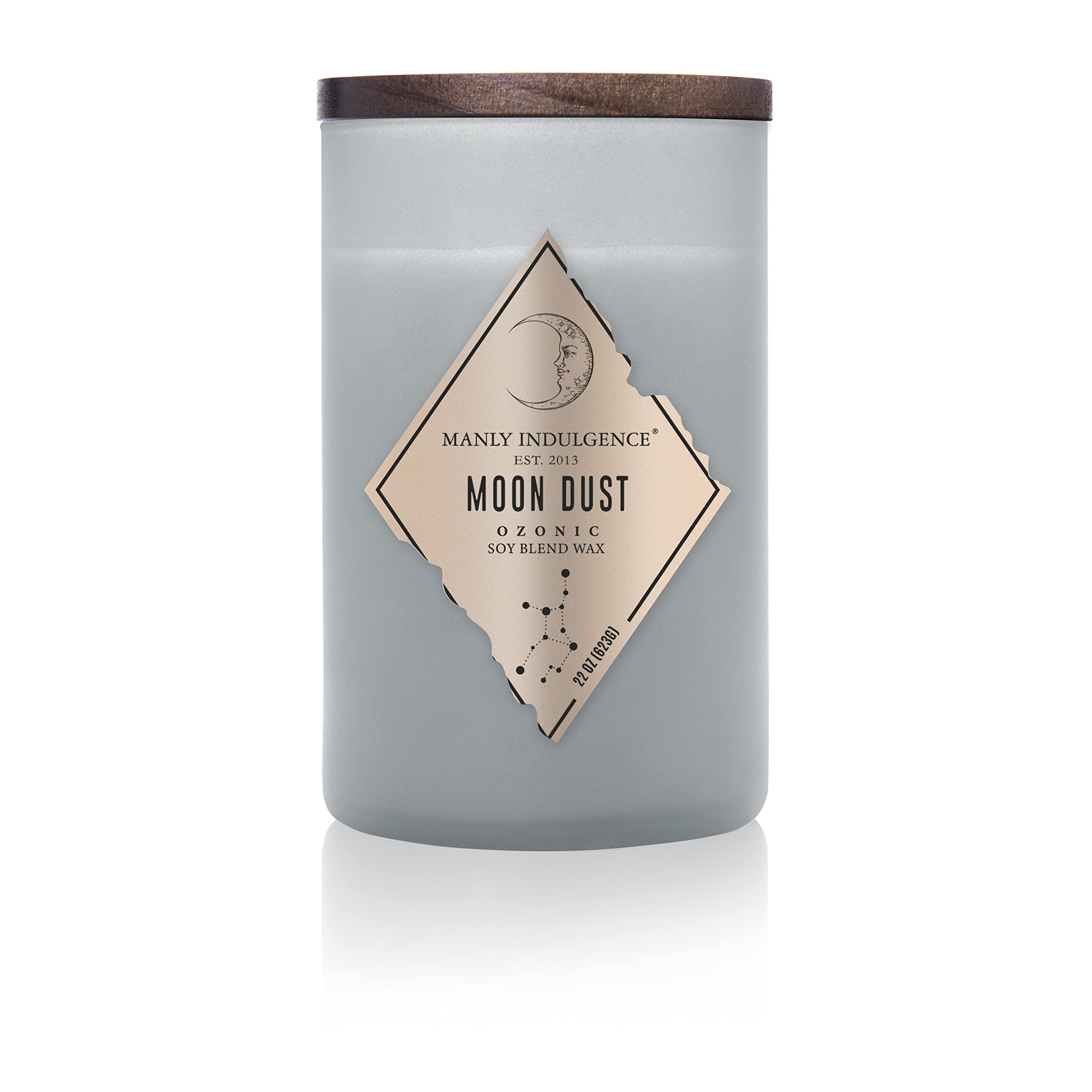 Manly Indulgence Moon Dust Scented Jar Candle, Rebel Collection, 2 Wick, Blue, 22 oz - Up to 120 Hours Burn