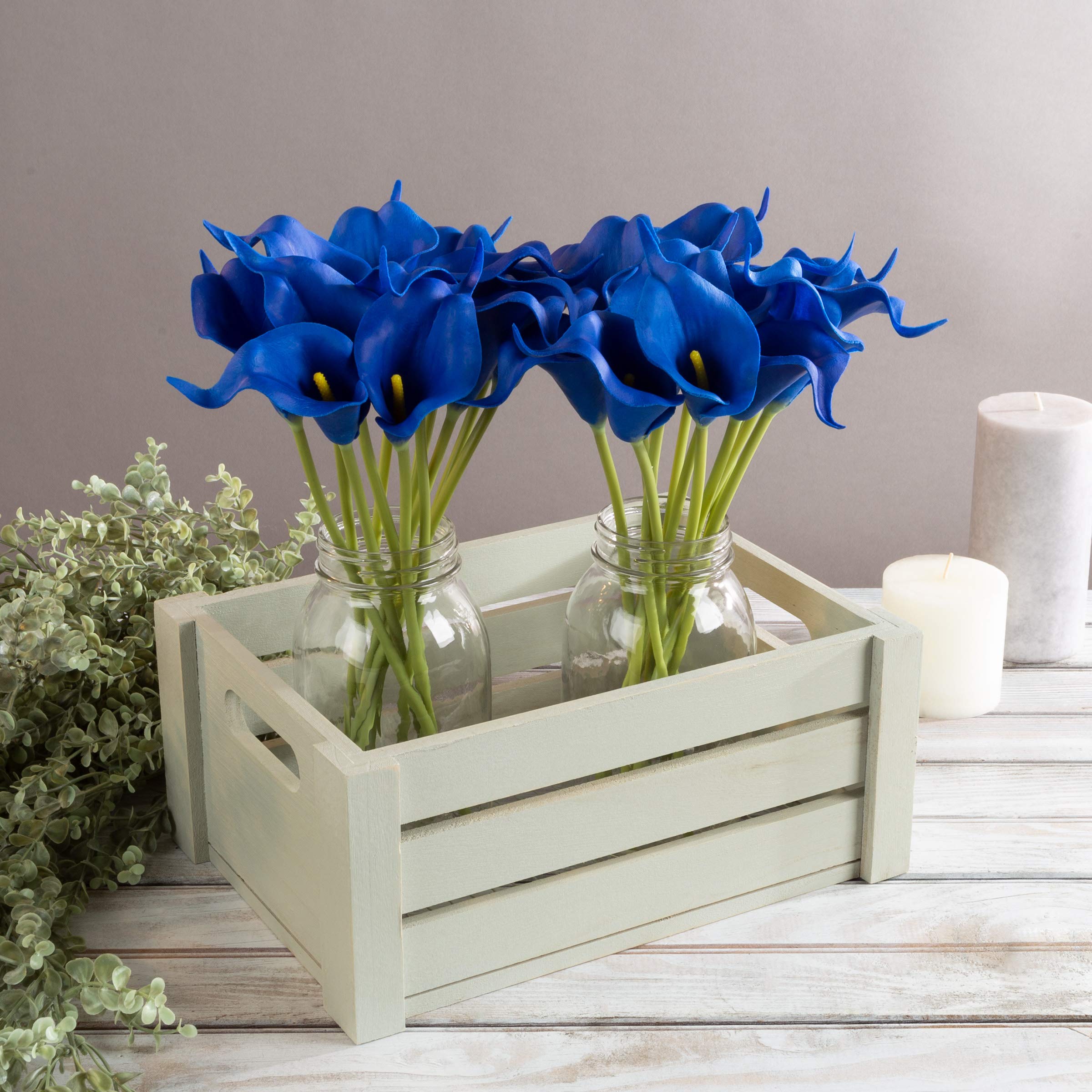 Pure Garden Artificial Calla-Lily with Stems - Real Touch Fake Flowers for Home DƩcor, Wedding, Bridal/Baby Shower, More- 24 Pc Set (Royal Blue)