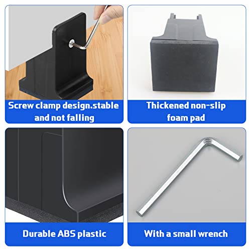 Twakashic Table Bed Risers 3''with Adjustable Screw Clamp, Heavy Duty Desk Bed Furniture Risers, Fit for Furniture Thickness 0-1.5'', Supports 5000 lbs(Black, 4 Pack)