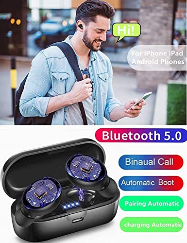 Hoseili? 2022 new edition Headphones Bluetooth 5.0 in-Ear Stereo Sound Microphone Mini Wireless Earbuds with Headphones and Portable Charging Case for iOS Android PC. XGB7