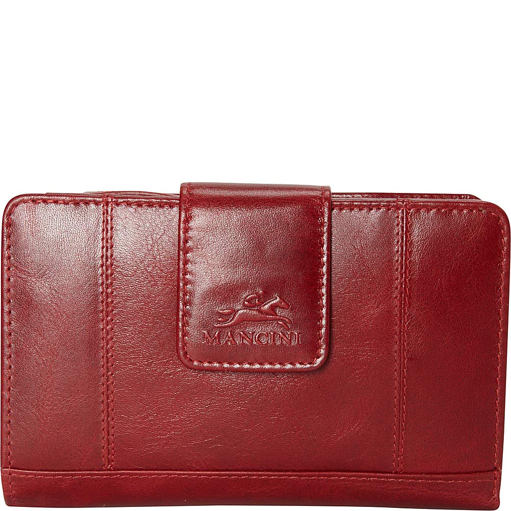 Mancini Leather Goods RFID Secure Medium Clutch Wallet (Red)