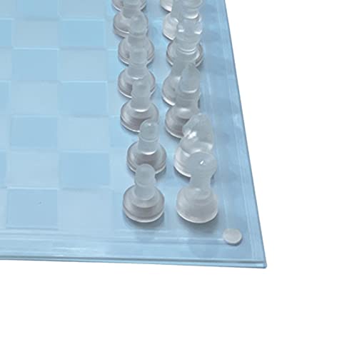 rockible Crystal Chess Board Adults Play Set Frosted Chess Board Set Portable Elegant Chess Set for Adult for Camping Picnics Leisure Gift Activity
