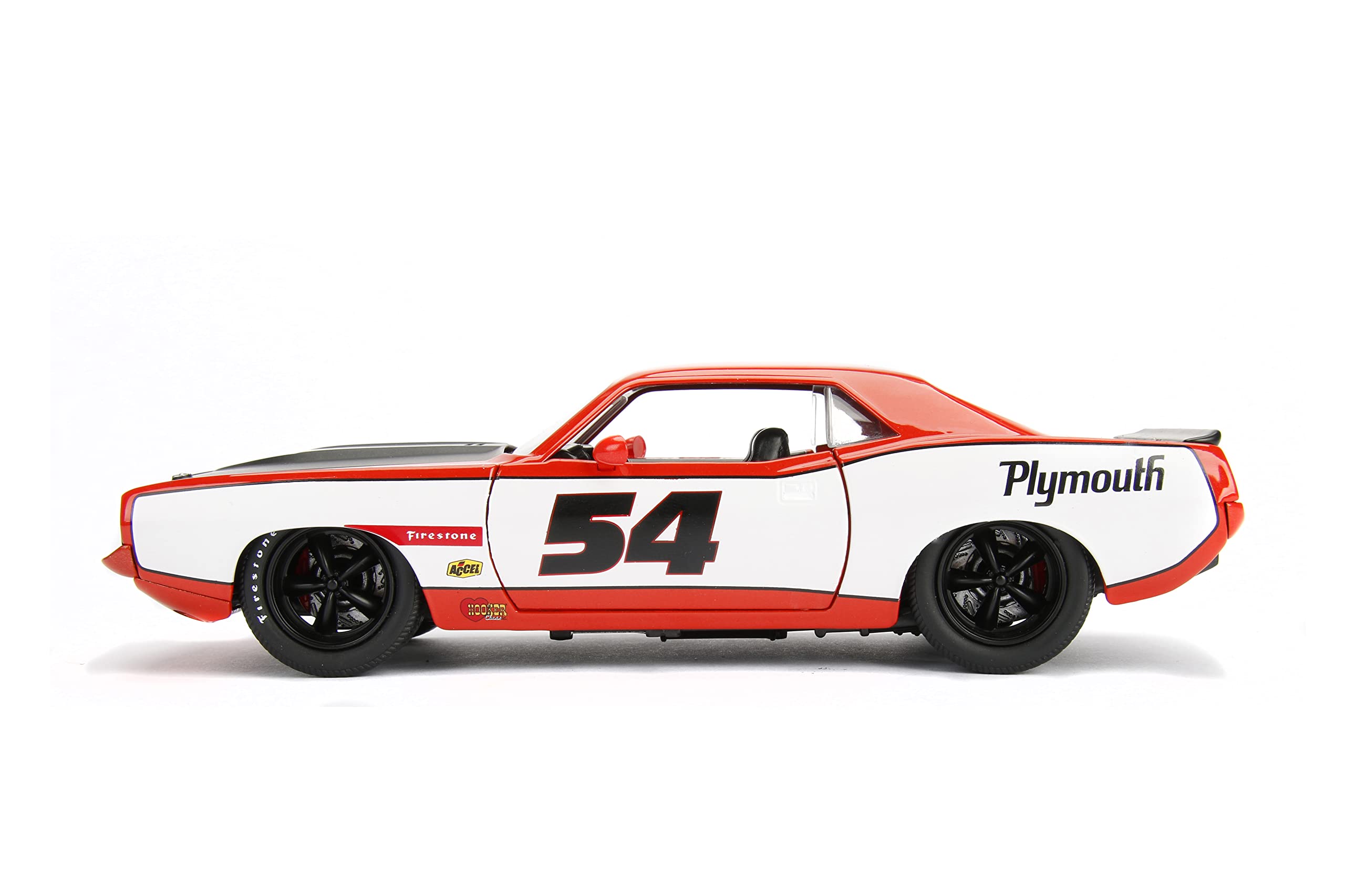 Big Time Muscle 1:24 1973 Plymouth Barracuda Die-Cast Car, Toys for Kids and Adults(Orange)