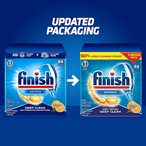Finish All in 1 Gelpacs Orange, Dishwasher Detergent Tablets 84 count (packaging may vary )