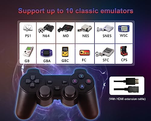 Magcubic Wireless Old Game Console Android TV Stick, Old Game Stick 8K HDMI Output, Plug & Play Video Game Stick 10000+ Games, 64G, 3D, 10 Emulators Dual 2.4G Wireless Controllers