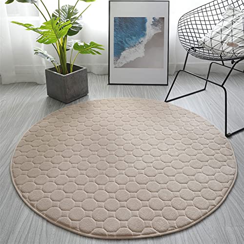 Icegrey Round Area Rug Memory Foam Decor Carpet for Bedroom Large Living Room Circle Rugs Kitchen Runner Mat Non Slip Indoor Outdoor Doormat, Light Brown, 40"