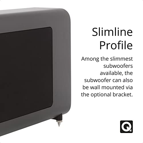 Q ACOUSTICS 3060S Active Subwoofer Graphite Gray - Enclosure Type: Infinite Baffle, 8" Driver, 150 Watt Class D Amplifier - Powered Home Audio Subwoofers for Home Theater Sound System
