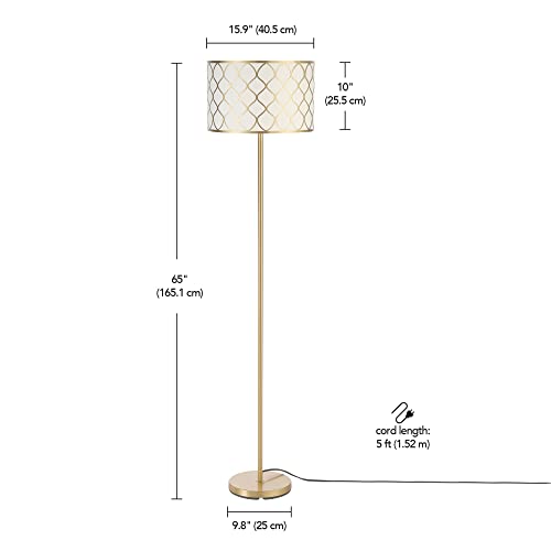 Globe Electric Novogratz x 65787 Kinsley 65" Floor Lamp, Matte Brass, Metal Mesh Over Cotton Shade