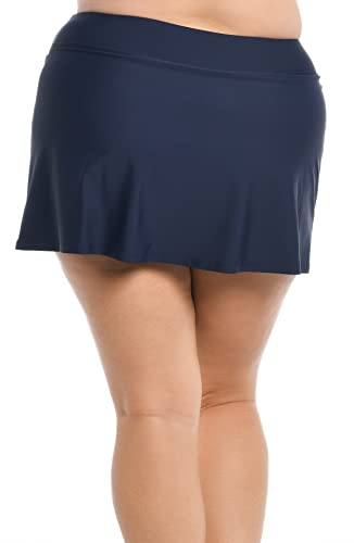 Maxine Of Hollywood Women's Standard Side Slit Swim Skirt Swimsuit, Indigo, 8