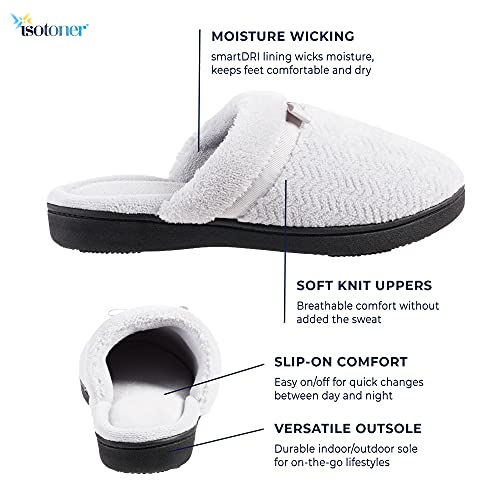 isotoner Women's Chevron Slip On Clog Slippers with Moisture Wicking for Indoor/Outdoor Comfort and Arch Support, Periwinkle, 8.5-9 M US
