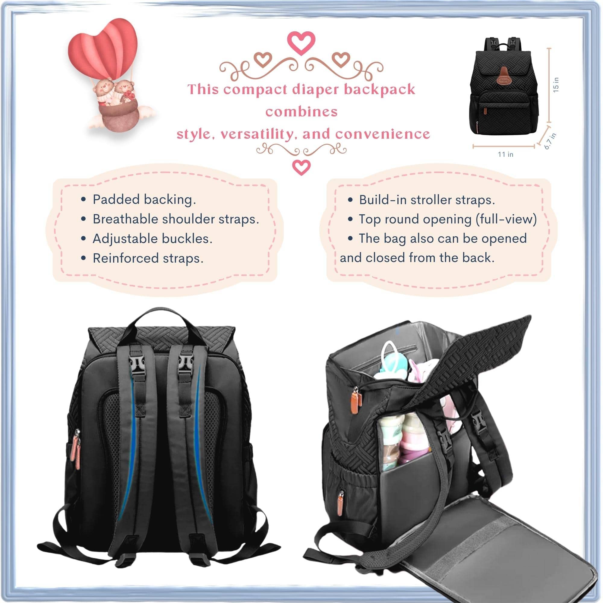 Comfynana Baby Diaper Bag Backpack with Changing Station, Diaper Bags for Baby Girl Boy