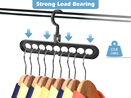Magic Hangers, 10 Pack Black Hangers, Clothes Hangers, Closet Organizers and Storage, Hangers Space Saving, Non-Slip Hangers, Multifunctional Storage Plastic Hangers with 9 Slots, Dorm Room Essentials