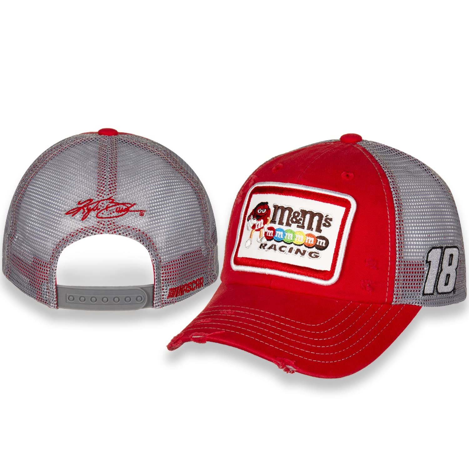 Checkered Flag Sports NASCAR 2022 Vintage Patch Trucker Mesh Adjustable Hat Cap-Kyle Busch #18