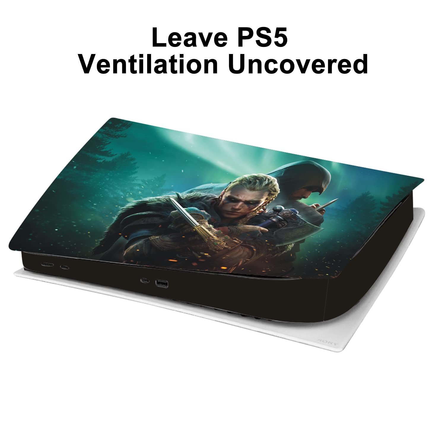Skin for Console (P-S5 Digital Version) and Controllers Vinyl Sticker, Durable, Scratch Resistant, Bubble-Free, Compatible with Play-Station 5(Digital Edition) Green
