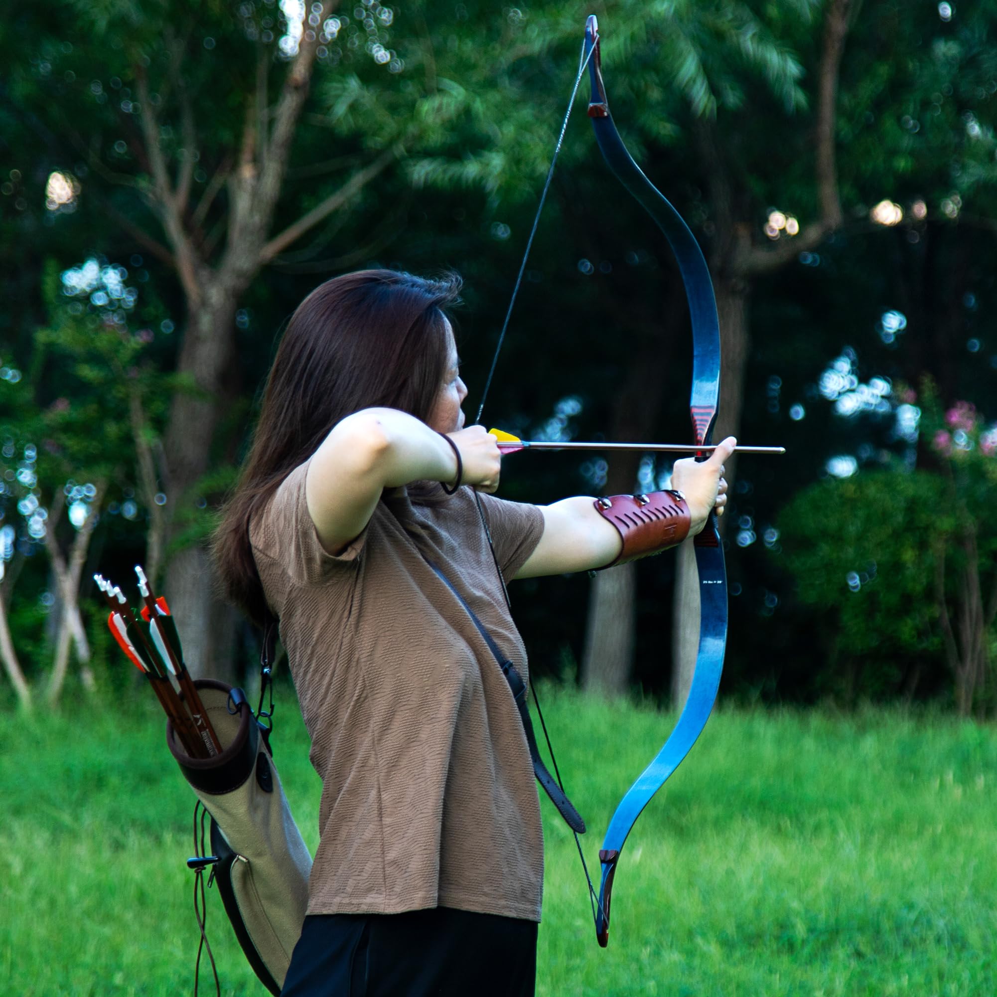 Deerseeker Archery 52" Longbow Traditional Handmade Recurve Bows Ambidextrous Horsebows for Adults & Youth Hunting Target Shooting 20lb-70lb (65lbs)