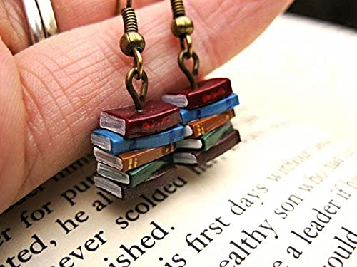 Classic Stack of Books Drop Dangle Earrings Librarian Teacher Easy Hook Clay Creative Novel Teach Graduation Jewelry for Women Earings