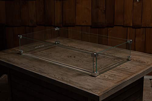 Fire Sense 63248 Fire Pit Wind Guard Clear Tempered Glass Best Flame Viewing Experience for Propane Gas Fire Pits & Patio Heaters - Rectangular Wind Guard