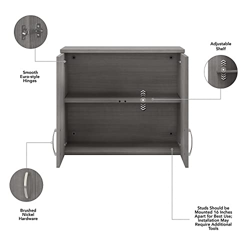 Bush Business Furniture Universal 24-inch Wall Cabinet with Doors and 2 Shelves, Platinum Gray (UNS428PG)
