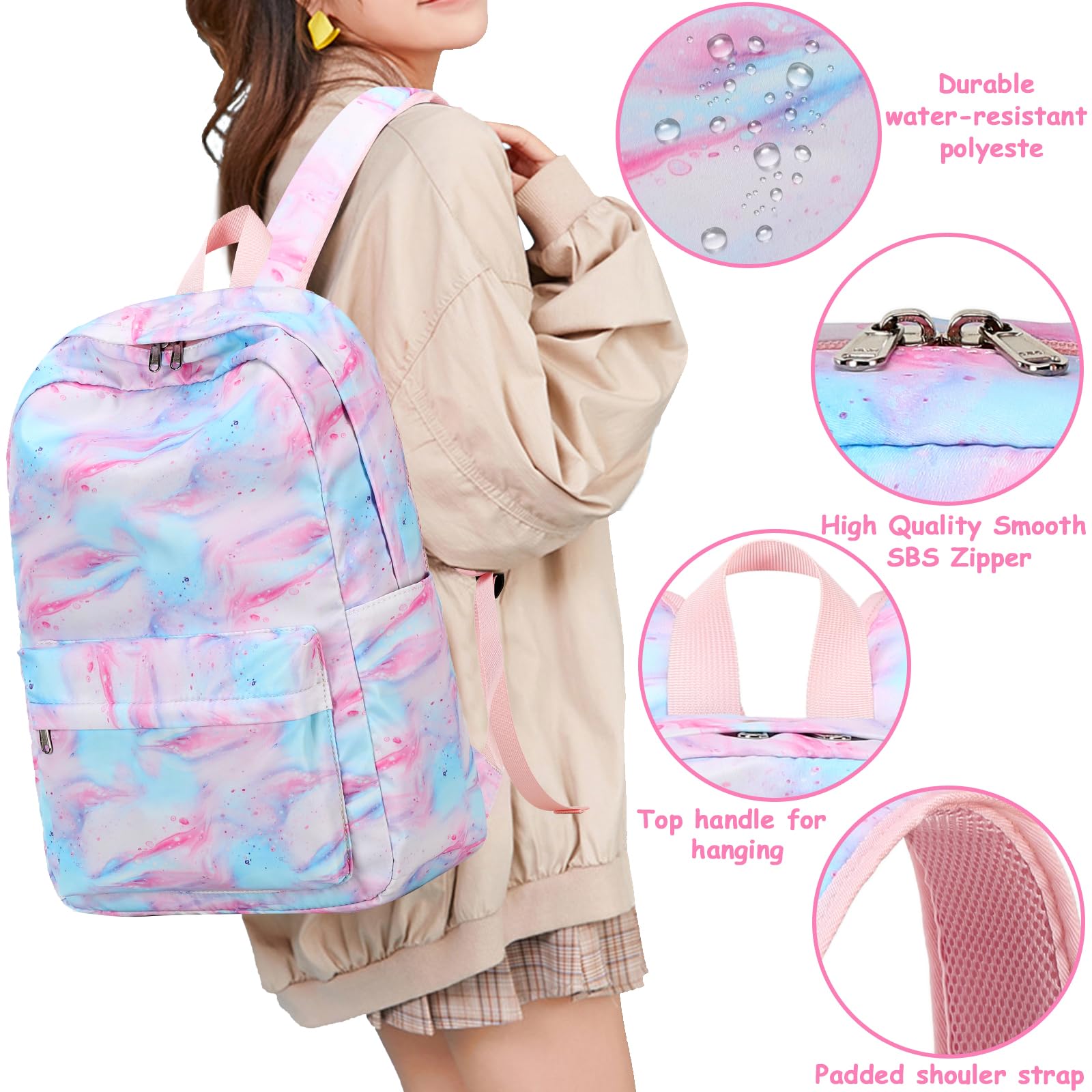 Bluboon School Backpack Teens Girls Boys Kids School Bags Bookbag with Lunch bag pencil pouch