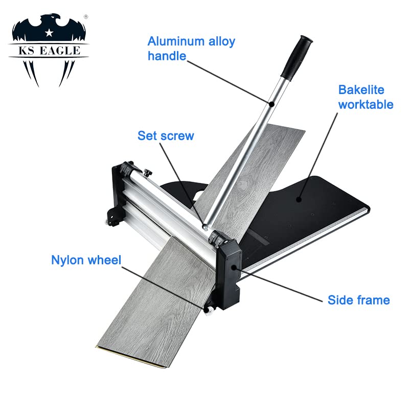 KS EAGLE 13'' Pro Laminate Floor Cutter for LVP, WPC, LVT, SPC, VCT, PVC and Rigid Core Vinyl Plank Included Honing Stone