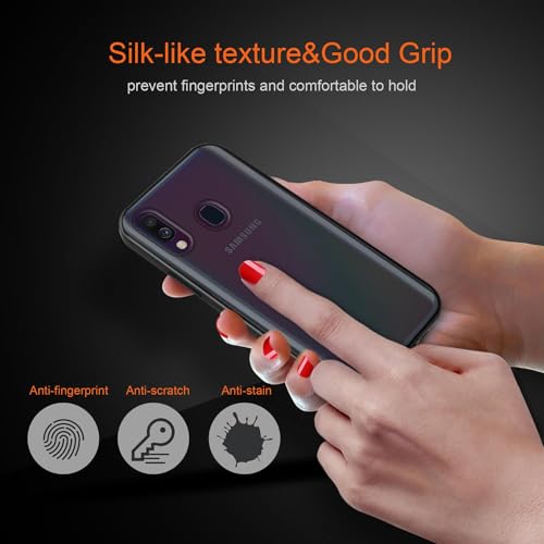 Cadorabo Case Compatible with Samsung Galaxy A40 in Frosted Black - Mobile Phone case with TPU Silicone Inside and matt Plastic Back - Protective Cover Hybrid hardcase Back case
