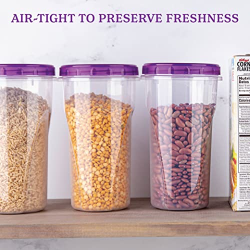 PLASTICPRO 48 Ounce Twist Top Deli Containers Clear bottom With Purple Top Twist on Lids Reusable, Stackable, Food Storage Freezer Container