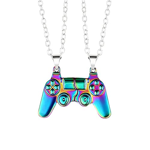 Magnetic Game Controller Necklace for Couple Matching Console Handle Pendant for Best Friends Friendship Valentine's Gifts Him and Her Lovers BFF Jewelry-colorful
